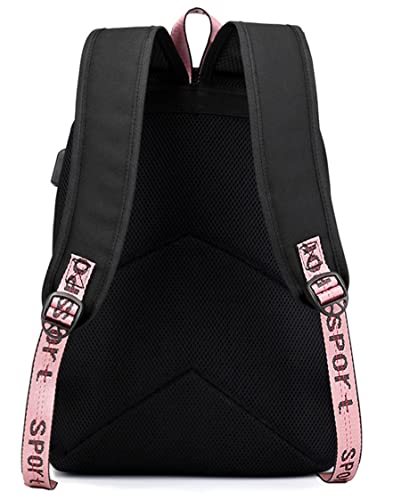 FSRONGXI 17Inch Anime Backpack for School Nezuko Bookbag Anime Rucksack with USB Charging Port, Free Keychain 17.7inch (Nezuko)