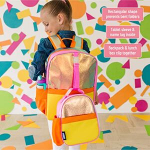 Wildkin Pack-it-All Kids Backpack for Boys & Girls, Ideal Size for School & Travel Backpack for Kids, Features Front Strap, Interior Sleeve, Back Support & Side Pocket (Orange Shimmer)