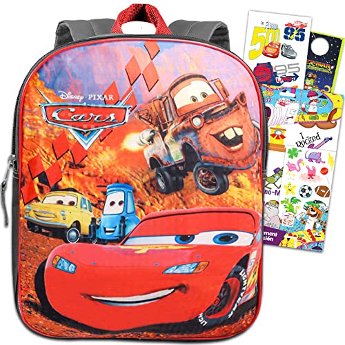 Walt Disney Studio Cars Backpack School Set for Boys, Kids Bundle with Deluxe 15 Inch Lightning McQueen Bag, 200+ Stickers, and More (Disney Supplies), lunch, lunch