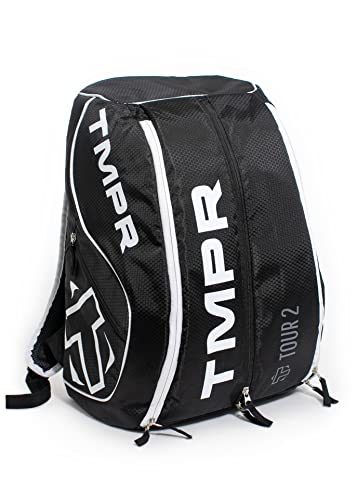 TMPR Sports Tour Backpack 2 - Pickleball Bag for Men & Women with Laptop Compartment, Lightweight & Adjustable, Comfortable Straps, Great for Outdoors, Hiking, Camping, Gym, Sports and More, Black/White