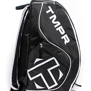 TMPR Sports Tour Backpack 2 - Pickleball Bag for Men & Women with Laptop Compartment, Lightweight & Adjustable, Comfortable Straps, Great for Outdoors, Hiking, Camping, Gym, Sports and More, Black/White