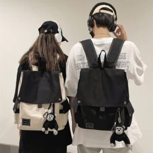 KOWVOWZ Casual Backpacks Campus High School Students Boys and Girls Student Bags Flip Simple Student Bags Japanese Harajuku Backpacks (white)