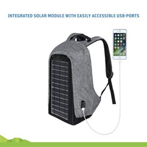 Jauch Solar Backpack London 40 Anti Theft | 10W Integrated Solar Panel with 5V USB Charging Port | 40 Litres | Water Resistant, Durable | Charges smartphones, tablets, GPS and other USB devices