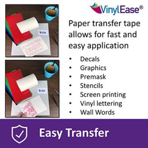 Vinyl Ease 6 inch x 100 feet roll of Paper Transfer Tape with a Medium to High Tack Layflat Adhesive. Works with a Variety of Vinyl. Great for Decals, Signs, Wall Words and More. American Made V0820