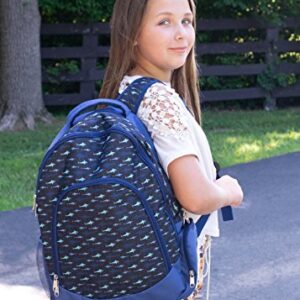 Reinforced and Water Resistant Padded Laptop School Backpack (Shark Ocean Blue)