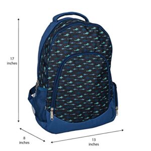 Reinforced and Water Resistant Padded Laptop School Backpack (Shark Ocean Blue)