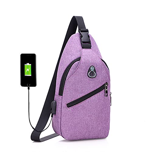 Crossbody Sling Backpack Sling Bag with USB Cable Travel Hiking Chest Bag Daypack for Women Men