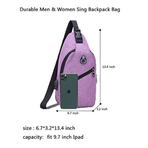 Crossbody Sling Backpack Sling Bag with USB Cable Travel Hiking Chest Bag Daypack for Women Men