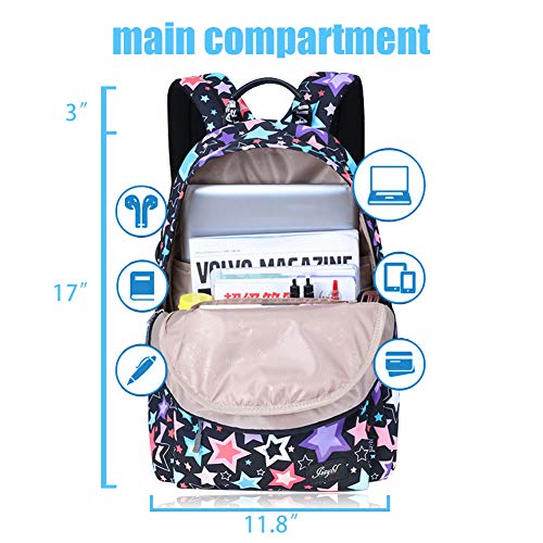 School Backpack for girls, Kids School Backpack Star Music School Bag Student Stylish Bookbag Unisex Canvas Laptop Backpack