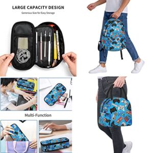 Oplp Colorful Video Game Controller Background Large Capacity Backpack Lunch Bag Pencil Case Combination 3 Piece Set