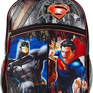 DC Comics Superman Backpack for Kids Bundle ~ Deluxe 16" Superman School Bag with Superman Pen, Bookmark, and Stickers (Superman School Supplies)