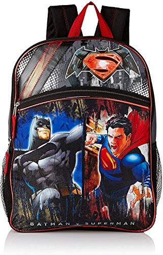 DC Comics Superman Backpack for Kids Bundle ~ Deluxe 16" Superman School Bag with Superman Pen, Bookmark, and Stickers (Superman School Supplies)