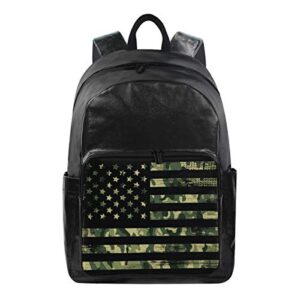 alaza american flag with camouflage grunge large canvas backpack water resistant laptop bag travel school bags with multiple pockets for men women college