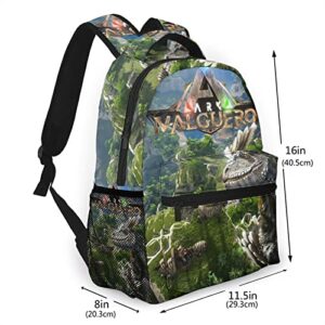 OIUCANP Ark Survival Evolved Backpack,Dinosaur Travel Casual Daypack for Men Women,Multifunction Outdoor Sports Bag 16in