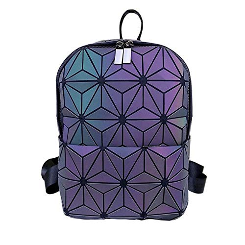 Orita Geometric Backpack Luminous Holographic Backpacks Lattice Design Travel Shoulder Bag Flower Geometric