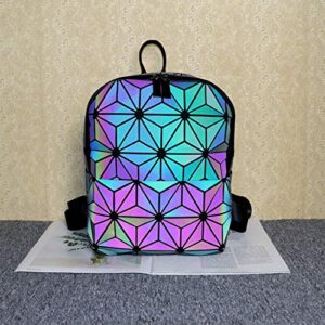 Orita Geometric Backpack Luminous Holographic Backpacks Lattice Design Travel Shoulder Bag Flower Geometric