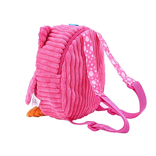 Rejolly Owl Backpack for Toddler Girls Cute Mini Plush Baby Book Bag Animal Cartoon Preschool Purse for Kids 1-3 Years Pink