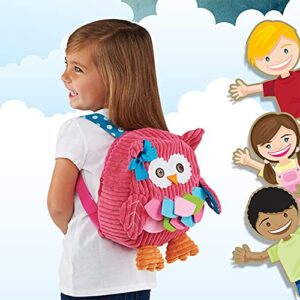 Rejolly Owl Backpack for Toddler Girls Cute Mini Plush Baby Book Bag Animal Cartoon Preschool Purse for Kids 1-3 Years Pink