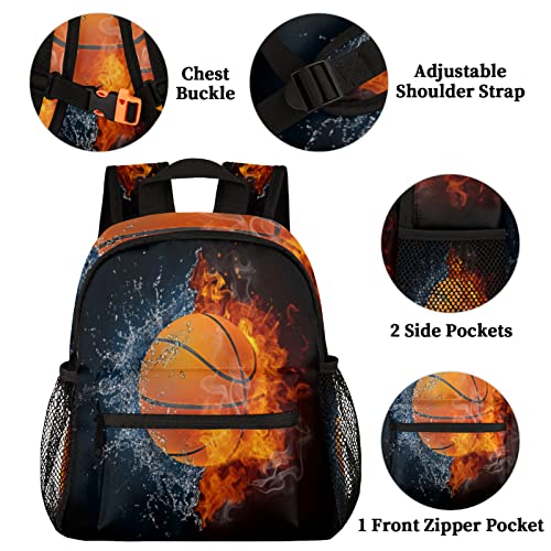 Pardick Basketball Kids Backpack Sport Cute Toddler Backpack for Boys Girls with Chest Strap Lightweight Kindergarten Children Schoolbag Nursery Elementary Travel Bag