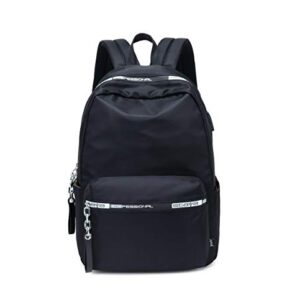 Acmebon Girl College Backpack Classic Solid Color Backpack Simple Casual Bag Black