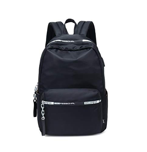 Acmebon Girl College Backpack Classic Solid Color Backpack Simple Casual Bag Black