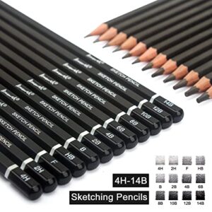 Brusarth Sketch Pencils for Drawing Set - 12 Pieces Drawing Sketching Pencil (14B - 4H), Graphite Pencils for Drawing, Sketching, Shading, Artist Pencils for Beginners & Pro Artists