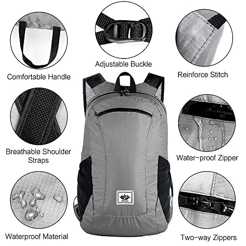 Peicees Lightweight Packable Backpack for Women Men Travel Hiking Waterproof Foldable Daypack Bag Collapsible Backpack 16 L