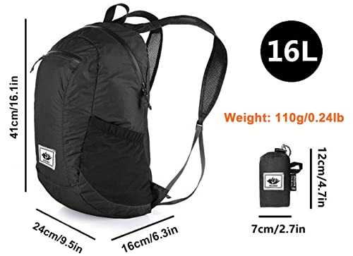 Peicees Lightweight Packable Backpack for Women Men Travel Hiking Waterproof Foldable Daypack Bag Collapsible Backpack 16 L