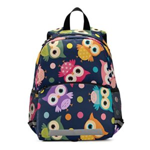 alaza cute owl print animal polka dot kids toddler backpack purse for girls boys kindergarten preschool school bag w/ chest clip leash reflective strip