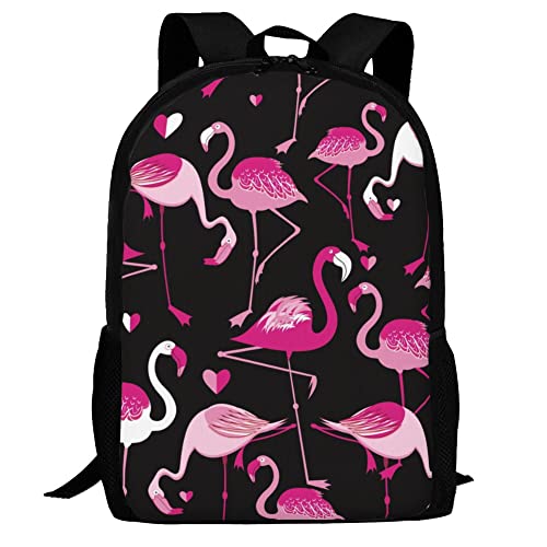 EOUNMSU Big Capacity Backpack for Kids Teens Adults,Pink Flamingo Animal 17'' Casual Laptop Bag Bookbag with Padded Back,Cartoon Backpacks for Travel Picnic Hiking Camping Daypack