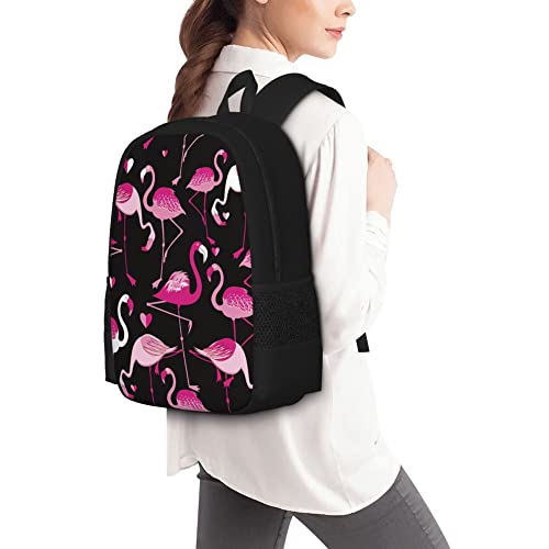 EOUNMSU Big Capacity Backpack for Kids Teens Adults,Pink Flamingo Animal 17'' Casual Laptop Bag Bookbag with Padded Back,Cartoon Backpacks for Travel Picnic Hiking Camping Daypack