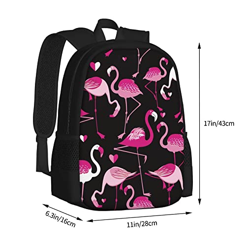 EOUNMSU Big Capacity Backpack for Kids Teens Adults,Pink Flamingo Animal 17'' Casual Laptop Bag Bookbag with Padded Back,Cartoon Backpacks for Travel Picnic Hiking Camping Daypack