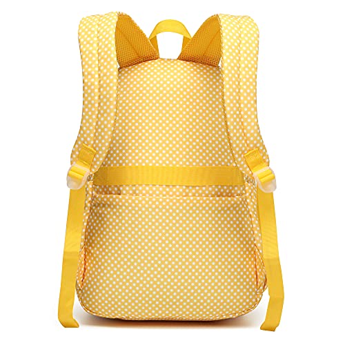 Backpack for Girls, Kids Backpack, Waterproof Large Space School Backpacks for Teen Girls, with Hairball Pendant, suitable for Travel and School (Yellow)