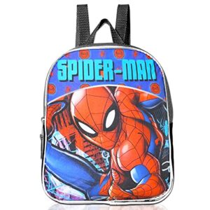 Spiderman Mini Backpack for Boys 4-6 - Bundle with 11” Spiderman Preschool Backpack, Water Pouch, Spiderman Stickers, More - Spiderman Backpack Toddler Boys Small