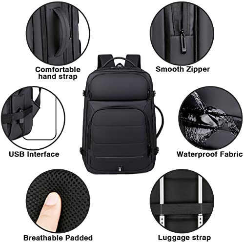 COSCOOA Large Travel Backpack for Men and Women 40L Carry On Luggage Waterproof Outdoor Sports Rucksack Casual Daypack School Bag Fit 17.3 Inch Laptop with USB Charging Port