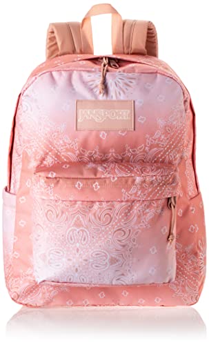 JanSport SuperBreak Backpack - School, Travel, or Work Bookbag with Water Bottle Pocket, Cowboy Kerchief Misty Rose