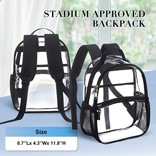 Mini Clear Backpack for Women,Transparent Bag Stadium Approved See Through Small for Work Travel Concert, Sports - Black