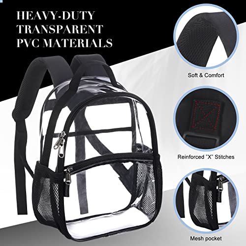 Mini Clear Backpack for Women,Transparent Bag Stadium Approved See Through Small for Work Travel Concert, Sports - Black