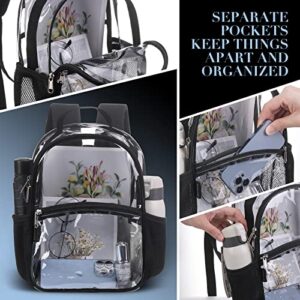 Mini Clear Backpack for Women,Transparent Bag Stadium Approved See Through Small for Work Travel Concert, Sports - Black