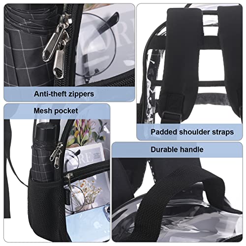 Mini Clear Backpack for Women,Transparent Bag Stadium Approved See Through Small for Work Travel Concert, Sports - Black