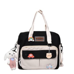 cute bags for school kawaii japanese bag multifunction laptop,aesthetic backpacks for teen girls kids messenger lunch totes(black)