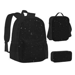 nhgfvt teen backpack set school bookbags girls boys black glitter backpacks with lunch box and pencil case