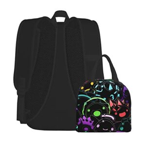 Casual 2 Pieces Backpack Set, Slime Ran-cher School Bookbag Travel Bag with Lunch Tote