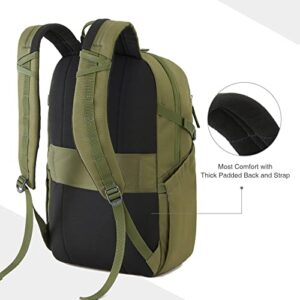 EVER ADVANCED Work School Backpack for College High School Students, Travel Laptop Backpack for Women Men with Luggage Sleeve, Fit 15.6Inch Laptop, Water Resistant Bookbag Carry on BagPack, Army Green