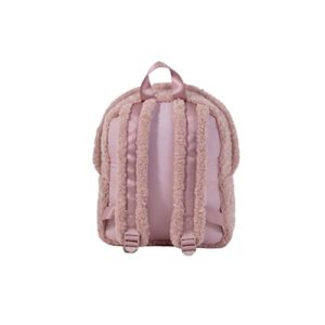 Skechers Faux Sherpa Mini Backpack, Mini Multipurpose Zippered Daypack for Travel School Bag, Pink