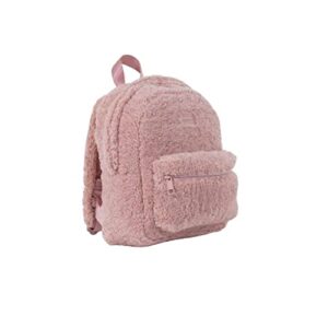 Skechers Faux Sherpa Mini Backpack, Mini Multipurpose Zippered Daypack for Travel School Bag, Pink