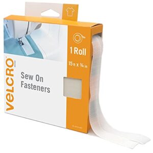 velcro brand sew on fabric tape-substitute for snaps buttons or zippers-alterations and hemming-15ft bulk pack hook and loop fastener, white