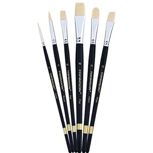 transon paint brush set 6pcs art painting synthetic bristle for acrylic watercolor gouache oil leather canvas and face painting