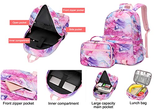 JiaYou Junior high school Backpack Sets 2Pcs Daypack with Lunch case Girls Middle school Bag(Black,20 Liters)