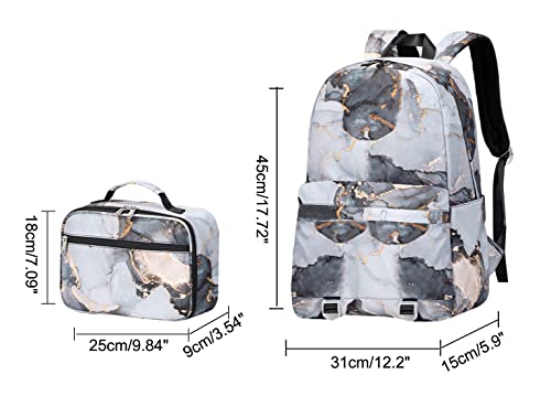 JiaYou Junior high school Backpack Sets 2Pcs Daypack with Lunch case Girls Middle school Bag(Black,20 Liters)